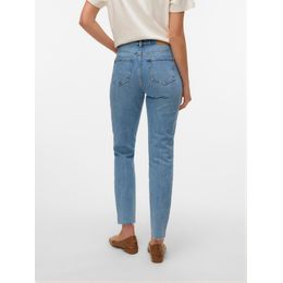 V&eacute;ro Moda VERO MODA Damen Straight-Jeans "VMBRENDA", blau, Gr. 30, Denim/Jeans, Obermaterial: 99% Baumwolle, 1% Elasthan, Jeans, mit leicht ausgefranstem Saum,