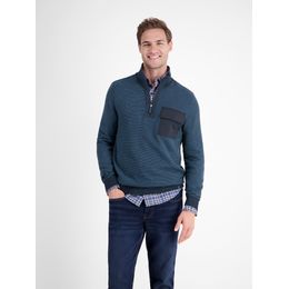 Lerros Herren Troyerclassic navy, Gr. L, unifarben, Web, Obermaterial: 100% Baumwolle, Pullover, in Struktur-Strick-Optik