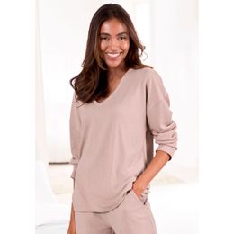 Damen Langarmshirt, VIVANCE DREAMS BY LASCANA, Gr. 36, rosa, Rippstrick, Obermaterial: 63% Polyester, 33% Viskose, 4% Elasthan, unifarben, Basic,