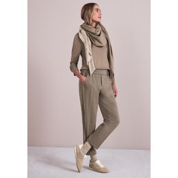 Street One Damen Stoffhose, beige, Gr. 44, unifarben, Stoff, 50% Polyester, 46% Baumwolle, 4% Elasthan, Hosen, im Loose Fit