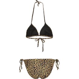 Urban Classics Damen Triangel-Bikini "Urban Classics Damen Ladies Animal Bikini", braun, Gr. XL, 88% Polyester, 12% Elasthan, Bikini-Sets
