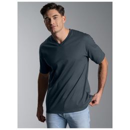 TRIGEMA Herren T-Shirt "TRIGEMA V-Shirt DELUXE Baumwolle", grau, Basic, Gr. 5XL, Single Jersey, 100% Baumwolle, Shirts
