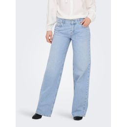Only Damen Low-rise-Jeans "ONLBRENDA LOW WIDE DNM CRO045"light blau bleached denim, Gr. L, unifarben, Denim/Jeans, Obermaterial: 100% Baumwolle,