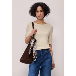 Street One Damen Rundhalspulloversmoke beige meliert, Gr. 40, unifarben, Stoff, 60% Viskose, 40% Baumwolle, Pullover, Rundhalsausschnitt