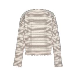 s.Oliver Damen Pyjamaoberteil, Gr. 40nougat gestreift, Feinstrick, Obermaterial: 60% Baumwolle, 40% Polyester, gestreift, meliert, Shirts, mit