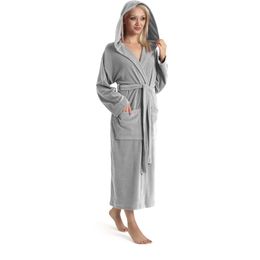 Damenbademantel OTTO HOME, L:120cm, grau, Leichtfrottier, Hausm&auml;ntel, "Jule, ideal f&uuml;r Sauna & Spa, Hotelbademantel, Morgenmantel", einfarbiger