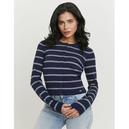 Strickjacke Tally Weijl "SCAVIFRANKI", Damen, Gr. S, multi color, Strick, Obermaterial: 45% Polyester, 38% Viskose, 17% Polyamid, unifarben, figurbetont taillenlang, Rundhals, Strickjacken Strickjacke, Materialmix, Basic, k&uuml;rzer geschnitten