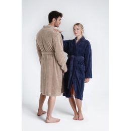 Unisex-Bademantel OTTO HOME, L:115cm, blau, Microfaser, Hausm&auml;ntel, "Lillou Kimono, ideal f&uuml;r Sauna & Spa, Hotelbademantel, Morgenmantel", kuschelig