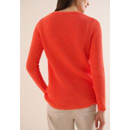 Cecil Damen Strickpullover, orange, Gr. L, unifarben, Strick, Obermaterial: 75% Baumwolle, 25% Polyester, Pullover, mit V-Auschnitt