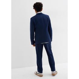 bonprix Jungen Anzug, blau, festlich, Gr. 140, mehrfarbig, unifarben, Web, Obermaterial: 100% Baumwolle, Anz&uuml;ge, bestehend aus Hose mit verstellbarem