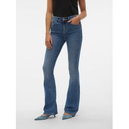 V&eacute;ro Moda VERO MODA Damen Bootcut-Jeans "VMFLASH MR FLARED JEANS LI347 GA NOOS", blau, Gr. XS, unifarben, Denim/Jeans, Obermaterial: 89% Baumwolle, 9%