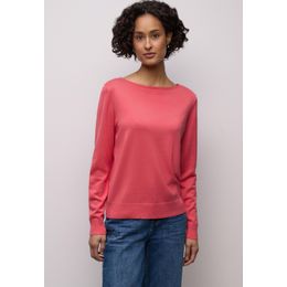 Longpullover Street One, Damen, Gr. 38, striking coral, Stoff, 86% Viskose, 14% Polyester, unifarben, comfort fit normal, U-Boot-Ausschnitt, B&uuml;ndchen, Pullover Longpullover, mit Strick-Detail