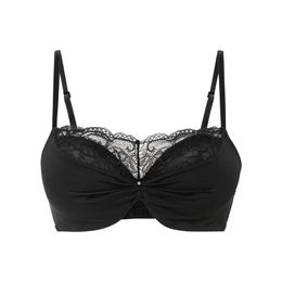 bonprix Damen Push-up-BH "Push-up-BH mit Spitzeneinsatz", Gr. 80schwarz, Obermaterial: 83% Polyamid, 17% Elasthan. Spitze: 88% Polyamid, 12%