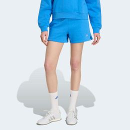 Shorts adidas Sportswear "ESSENTIALS SMALL LOGO FEELCOZY", Damen, Gr. L, N-Gr, ray blau, wei&szlig;, normal, gr., Obermaterial: 70% Baumwolle, 30% Polyester, Hosen Shorts