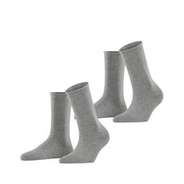 Esprit Damen Socken "Basic Pure", Gr. 35, grau, Baumwollmischung, unifarben, Socken, ohne einschneidendes B&uuml;ndchen, Basic-Socke, Uni-Str&uuml;mpfe