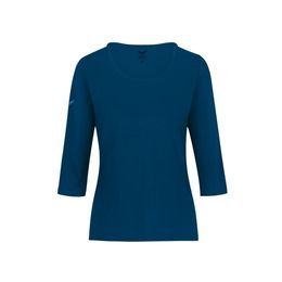 TRIGEMA Damen T-Shirt "TRIGEMA Langarmshirs aus Biobaumwolle", blau, Basic, Gr. S, Single Jersey, 100% Baumwolle (Bio-Baumwolle kbA), Shirts