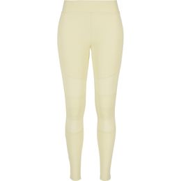 Urban Classics Damen Leggings "Urban Classics Damen Ladies Tech Mesh Leggings"softgelb, Gr. L, unifarben, 80% Polyamid, 20% Elasthan, Hosen