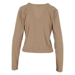 Urban Classics Damen Strickjacke "Urban Classics Ladies Rib Cardigan", beige, Gr. XS, unifarben, 80% Polyester, 20% Viskose, Strickjacken