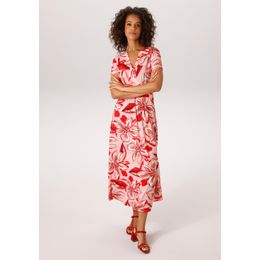 Aniston CASUAL Damen Sommerkleid, rot, Gr. 36, bedruckt, gebl&uuml;mt, Single Jersey, Obermaterial: 95% Viskose, 5% Elasthan, Kleider, mit