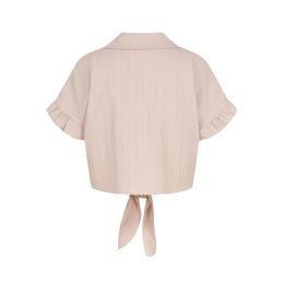 CLOUD 5IVE Damen Klassische Bluse "CLOUD 5IVE Crop Bluse mit Knopfleiste und Knoten"beige, Gr. XXL, 96% Polyester, 4% Elasthan, Blusen