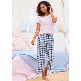 s.Oliver Damen Pyjamaoberteil, Gr. 40, rosa, Single Jersey, Obermaterial: 50% Baumwolle, 50% Viskose, bedruckt, Basic, Shirts, mit Frontdruck