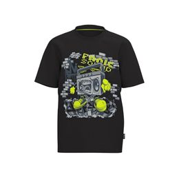 TRIGEMA Jungen T-Shirt "TRIGEMA T Shirt mit Printmotiv "Music-Box"", schwarz, Basic, Gr. 140, Single Jersey, 100% Baumwolle, Shirts