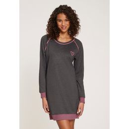 Damen Nachthemd, VIVANCE DREAMS BY LASCANA, Gr. 36, grau, Single Jersey, Obermaterial: 60% Baumwolle, 40% Polyester, Kleider, mit dekorativen