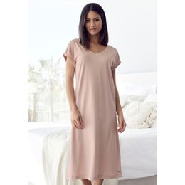 Lascana Damen Nachthemd, Gr. 36, rosa, Single Jersey, Obermaterial: 50% Baumwolle, 50% Viskose, unifarben, Kleider, mit Seitenschlitzen