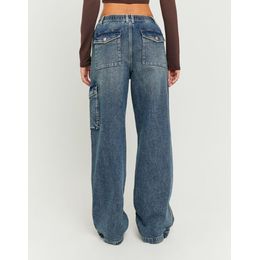 Tally Weijl Damen Cargojeans "SPADEGINNA", blau, Gr. 40, Abriebeffekte, Denim/Jeans, Obermaterial: 100% Baumwolle, Jeans, Baumwolle, baggy