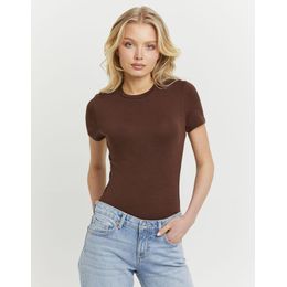 Tally Weijl Damen Kurzarmbody "SBOCOCOSYT"rocky road, Gr. S, unifarben, Jersey, Obermaterial: 100% Baumwolle, Bodys, Baumwollmischung, Basic, eng