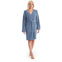Damenbademantel OTTO HOME, L:90cm, blau, Leichtfrottee, Hausm&auml;ntel, "Sina, ideal f&uuml;r Sauna & Spa, Hotelbademantel, Morgenmantel", einfarbiger
