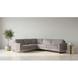 Ecksofa Home Affaire "Pinto, XXL, 250/290 cm, langer Schenkel, Ottomane", braun, B:290cm H:85cm T:250cm, 100% Polyester, Sofas, Ecksofa, Cord, Chenille, Lederoptik, mit Keder, Metallf&uuml;&szlig;e, Wellenunterfederung