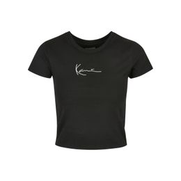 T-Shirt Karl Kani "Karl Kani Damen KKWQ22002BLK SMALL SIGNATURE SHORT TEE BLK", Damen, Gr. L, schwarz, 95% Baumwolle, 5% Elasthan, unifarben, normal, Rundhals, Shirts T-Shirt