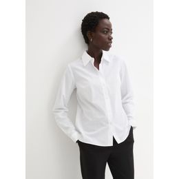 bonprix Damen Langarmbluse "Bluse", wei&szlig;, Gr. 42, Web, Obermaterial: 65% Polyester, 35% Baumwolle, Blusen, lockere Passform, f&uuml;r eleganten Auftritt,