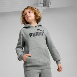 Puma Jungen Kapuzensweatshirt "ESS NO. 1 LOGO HOODIE FL B", grau, Gr. 128, bedruckt, Fleece, Obermaterial: 66% Baumwolle, 34% Polyester, Sweatshirts,