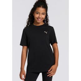 Puma M&auml;dchen T-Shirt "ESS TAPE TEE G", schwarz, Gr. 152, bedruckt, Jersey, Obermaterial: 100% Baumwolle, Shirts, Regular Fit, Kurzarm, f&uuml;r