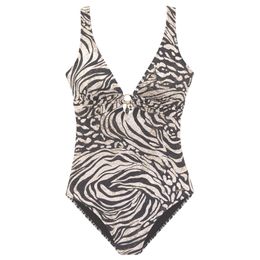 Bruno Banani Damen Badeanzug, braun, Gr. 40, bedruckt, Microfaser, Polyamid, Badeanz&uuml;ge, in trendigem Animalprint