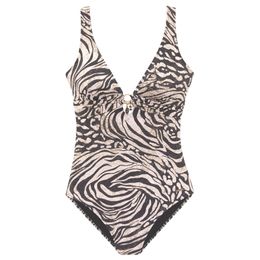 Bruno Banani Damen Badeanzug, braun, Gr. 38, bedruckt, Microfaser, Polyamid, Badeanz&uuml;ge, in trendigem Animalprint