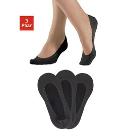 Lascana Damen Feinf&uuml;&szlig;linge "Ballerina Socken Damen Rutschfeste Invisible Sock low cut Silicon", Gr. 35, schwarz, Baumwolle, Elasthan, Polyamid,
