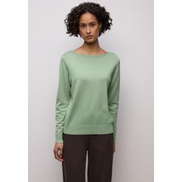 Longpullover Street One, Damen, Gr. 40, pale mint gr&uuml;n, Stoff, 86% Viskose, 14% Polyester, unifarben, comfort fit normal, U-Boot-Ausschnitt, B&uuml;ndchen, Pullover Longpullover, mit Strick-Detail