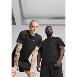 Puma Herren Trainingsshirt "M TAD ESSENTIALS HEATHER CAT TEE (CF SMALL CAT)", schwarz, Gr. S, Jersey, Obermaterial: 100% Polyester, Shirts,