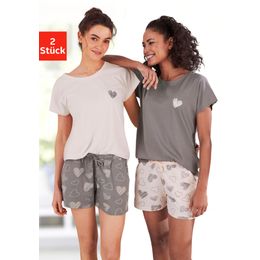 Damen Shorty, VIVANCE DREAMS BY LASCANA, Gr. 44, rosa, Single Jersey, Obermaterial: 60% Baumwolle, 40% Polyester, gemustert, Basic, Homewear-Sets,