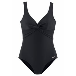 Lascana Damen Badeanzug, schwarz, Gr. 38, unifarben, Polyamid, Badeanz&uuml;ge, mit Shaping-Einsatz vorn, eingearbeitete Softcups, mit Raffungen