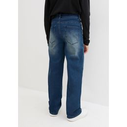 bonprix Jungen Loose-fit-Jeans, blau, Gr. 140, Denim/Jeans, Obermaterial: 95% Baumwolle, 4% Polyester, 1% Elasthan, Jeans, Loose-fit, weites Bein,