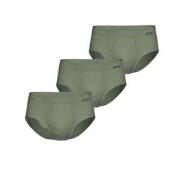 Ammann Herren Slip "3er Pack Slip mit Eingriff Day Classic / Jeans Feinripp", Gr. 12, gr&uuml;n, Obermaterial: 75% Baumwolle CO. 25% Polyester PES.,