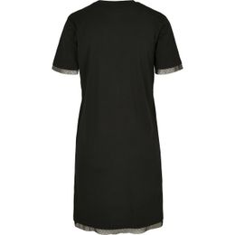 Urban Classics Damen A-Linien-Kleid "Urban Classics Damen Ladies Boxy Lace Hem Tee Dress", schwarz, Gr. 4XL, unifarben, 100% Baumwolle, Kleider