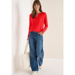Cecil Damen Langarmshirt, rot, Gr. M, unifarben, Stoff, 50% Modal, 50% Baumwolle, Shirts, im soften Baumwoll-Mix