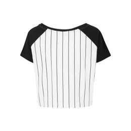 Urban Classics Damen T-Shirt "Urban Classics Damen Ladies Cropped Baseball Tee", schwarz-wei&szlig;, Gr. XS, gestreift, 100% Baumwolle, Shirts