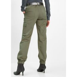 bonprix Damen Cargohose, beige, Gr. 52, Web, Obermaterial: 97% Baumwolle, 3% Elasthan, Hosen, aus Baumwolle mit Elasthan, lockere Passform, mit