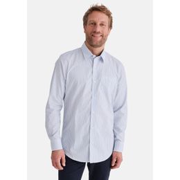 Stooker Men Herren Langarmhemd "HUGH Hemd Langarm Regular Fit"wei&szlig; blau stripe, Gr. XXL, Web, 60% Baumwolle, 40% Polyester, Hemden, Langarm Hemd